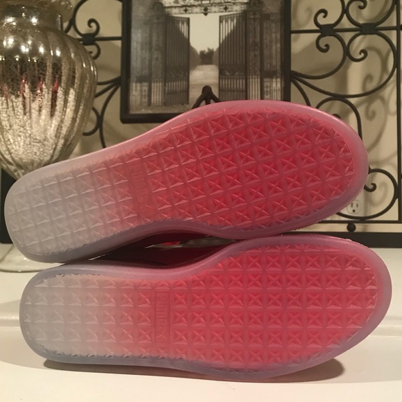 Puma | Shoes | Puma Basket Sneakersbright Red Clear Soles | Poshmark